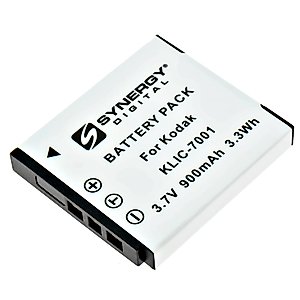 Synergy Digital Camera Battery, Compatible with Kodak KLIC-7001 Battery (Li-Ion, 3.7V 900 mAh) - Ultra Hi-Capacity Battery