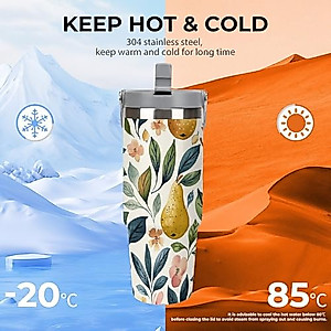 YTLKGFP 30 Oz Large Capacity Car Cup Figs And Pears Tumbler with Handle Straw Lid Insulated Stainless Steel Water Bottle Travel Mug Leak-proof Car Cup Keeps Cold Or Hot