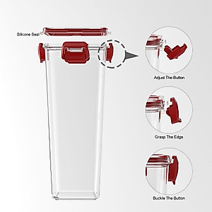 APLOP Cereal Containers, 2 Piece Set, Cereal Storage, Cereal Containers Storage, Storage Container, Clear & Red