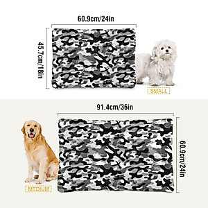 Coikll Camouflage Pet Bed Pad Soft Dog Bed Mat with Anti-Slip Bottom, Machine Washable Crate Pad Mattress for Dog Sleeping- 24 * 18inches