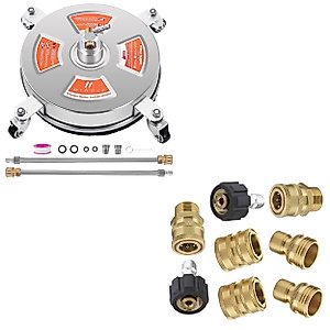 M MINGLE 14'' Pressure Washer Surface Cleaner Attachment, Ultimate Pressure Washer Adapter Set, Quick Disconnect Kit