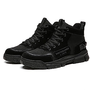JUMESGU Deals of The Day Lightning Deals Men's Fashion High Tube Embroidery Retro Leather Boots Men's Wide-head Western Cowboy Boots Middle Tube Thick Boots Todays Deals