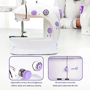 Mini Sewing Machine, Portable Sewing Machine for Beginners Adult, Electric Crafting Speed Crafting Mending Machine Electric Overlock Sewing Machines for Sewing of Silks, Denim, Wool, Leather