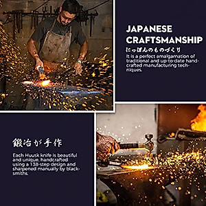 Huusk Knife Japan Kitchen Upgraded Viking Knives with Sheath Hand Forged Butcher Knife for Meat Cutting Japanese Cooking Knife Sharp Meat Cleaver Chef Knives for Kitchen and Outdoor Camping, BBQ
