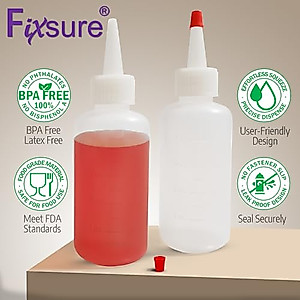 FIXSURE Plastic Squeeze Bottles with Red Tip Cap, 4 Oz Squirt Bottle For Ketchup, BBQ, Sauces, Syrup, Condiments, Oil, Pancake, Cookie Decorating, Dressings, Travel, Camping, Lab, Arts and Crafts (1)