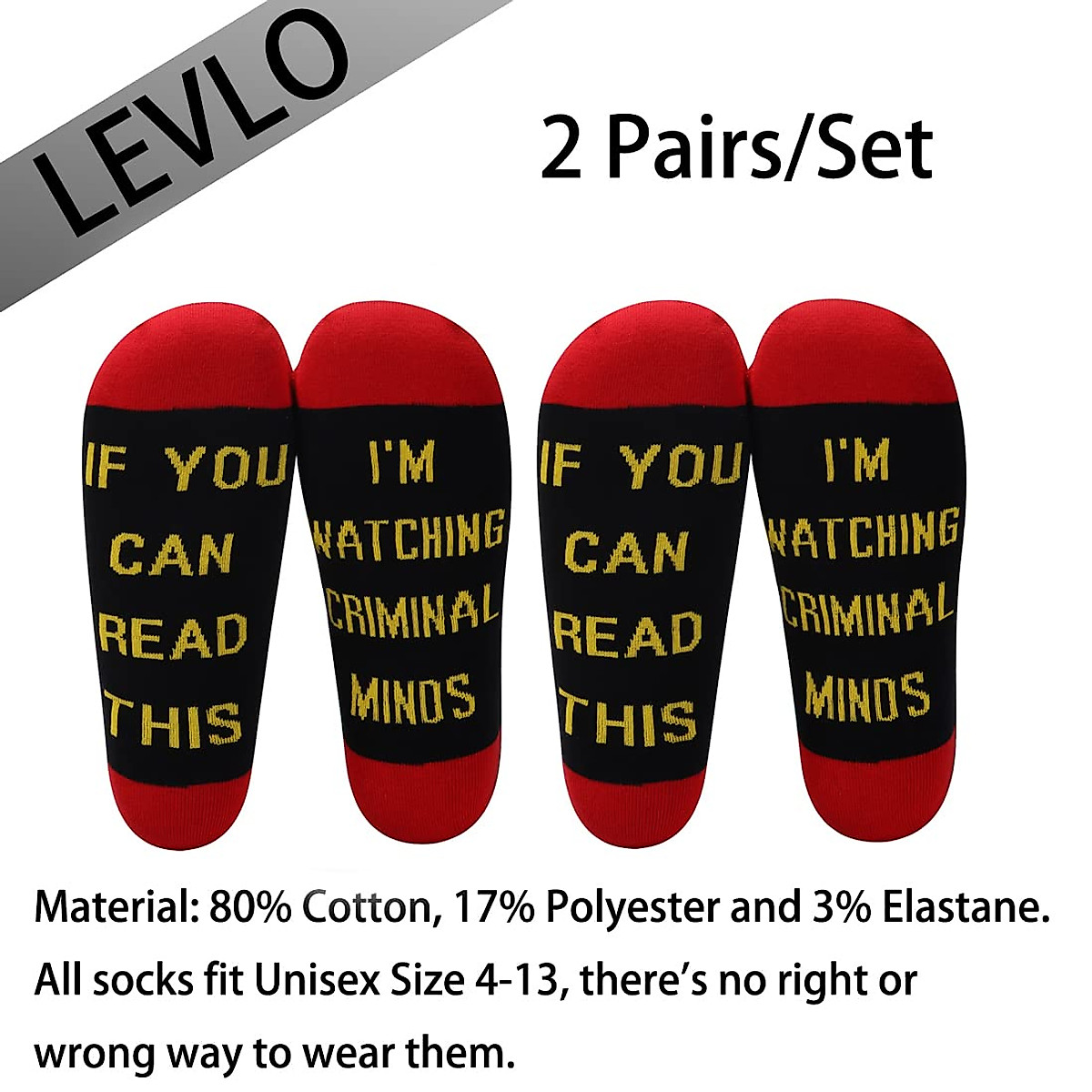 LEVLO Crimianl TV Fans Inspired Gift If You Can Read This Cotton Socks Mother's Day Graduation Teacher Christmas Gifts (2 Pairs/Set - Mid Calf - 3)
