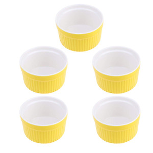 PRETYZOOM Ceramic Ramekins Porcelain Dishes Dessert Custard Baking Cup Round Ceramic Pudding Cup Bowl Ramekins Bakeware for Baking Serving Creme Brulee Lava Cake 5pcs