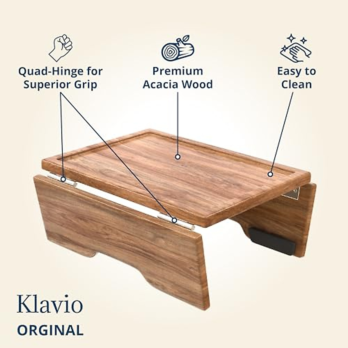 Couch Arm Table Tray with Phone & Tablet Holder – Brown | Premium Clip-On Sofa Arm Tray for Snacks, Drinks, Remotes, and More – Perfect Sofa Side Table for Living Room Comfort