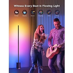 Govee RGBIC Floor Lamp, Modern LED Lyra Corner Lamp with 64+ Scene & Music Modes, 1500 Lumens, DIY Mode, Smart Remote Control Standing Floor Lamp for Bedroom, Living Room, Gaming Room, Black