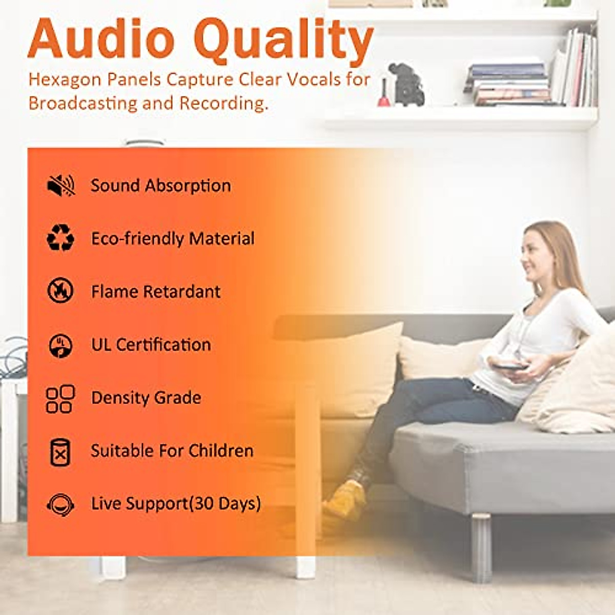 BUBOS 12 Pack Hexagon Acoustic Panels Soundproof Wall Panels,14 X 13 X 0.4Inches Sound Absorbing Panels Acoustical Wall Panels, Acoustic Treatment for Recording Studio, Office, Home,Grey