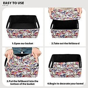 Dream Catchers Skulls Storage Basket Felt Storage Bin Collapsible Towel Storage Clothes Toys Bin Organizer for Pet Supplies Magazine