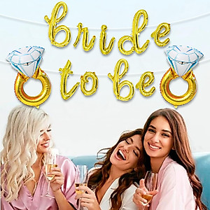 Stcomart Bachelorette Party Decorations, Bride To Be Balloons Banner Diamond Ring balloons for Bridal Shower, Gold