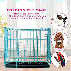 Large Dog Crate Pet Folding Cage Collapsible Dog Cage Indoor Outdoor Dog Crate Small Metal Wire Dog Crate with Leak- Pan Portable Pet Cage for Puppy Cat Rabbit Dog Kennel