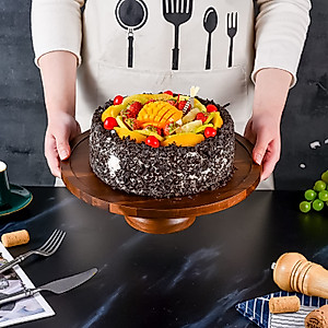 Wooden Cake Stand – 12-inch Wood Cake Stand – Durable Acacia Cake Display Stand for Cupcakes, Cookies – Rustic Brown Cake Stand for Birthday, Party, Wedding, Cake Display