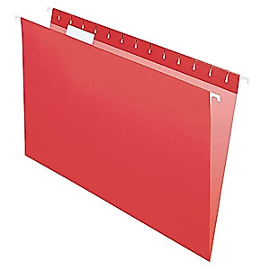 Office Depot 2-Tone Hanging File Folders, 1/5 Cut, 8 1/2in. x 14in., Legal Size, Red, Box Of 25, OD81628