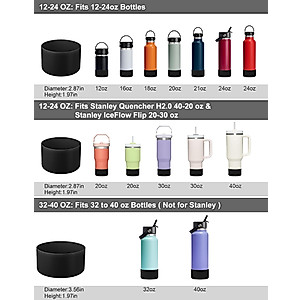 CHEETAH Protective Boot for Hydroflask Water Bottle 12oz - 40oz, BPA Free Bottom Silicone Sleeve Cover, Compatible with All Water Bottles with Bottom Width of 2.87-3.56in (32-40oz, Black)