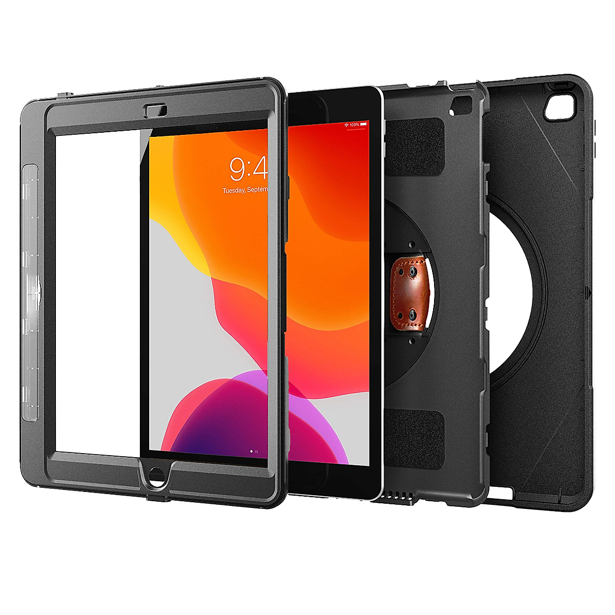 New Trent iPad 9th Generation Case, iPad 8th Generation Case, iPad 7th Generation Case with Pencil Holder, Rugged Kickstand with Rotational Hand Strap & Screen Protector