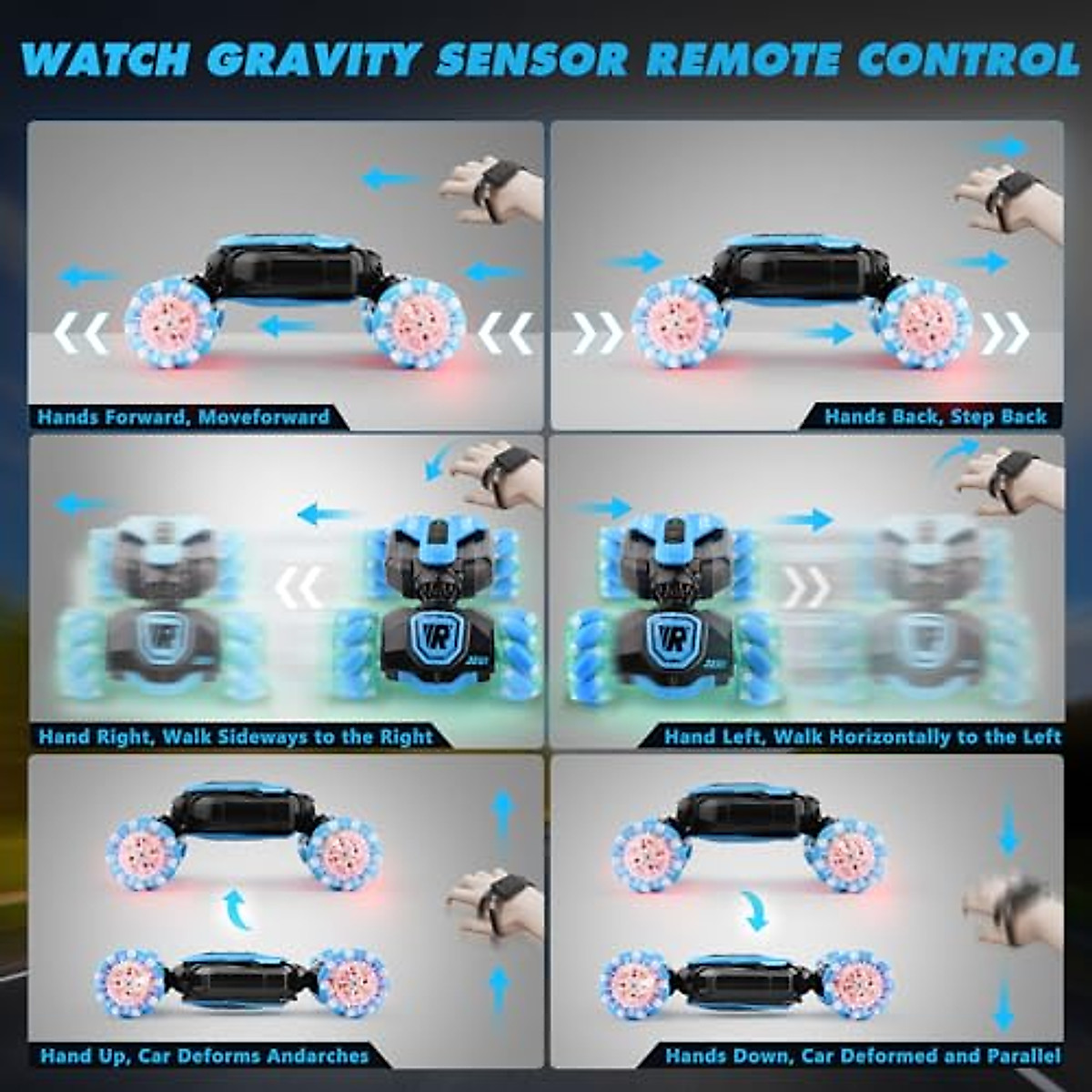 Gesture Sensing RC Stunt Cars - Remote Control Car 2.4Ghz Rechargeable Transform Outdoor Toys - Drift Hand Controlled Car 360° Rotation -Birthday Gifts for Kids Boy Toys Age 4-7 8-10 8-12 years old