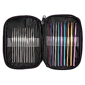 22Pcs Crochet Hooks Set, BetyBedy Aluminum Handle Knitting Needles, Multicolor Crochet Needles for Yarn Craft, 0.6~6.5mm