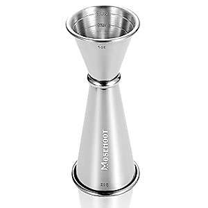 Japanese Jigger 2 oz 1 oz - MOSEHOOT Jigger for Bartending, Stainless Steel Bar Alcohol Measuring Tools - Silver