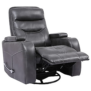 Parker Living Origin Manual - Flint Fabric Swivel Glider Recliner in Charcoal