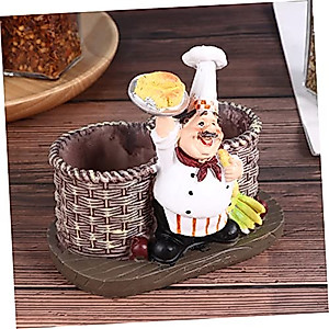 House Gifts 1pc Home Decorations Tv Stand Decor Kids Decor French Chef Figurine Salt and Pepper Shaker Kitchen Chef Ornament Resin Cook Sculpture Chef Statue Wine Cabinet Gift 3d