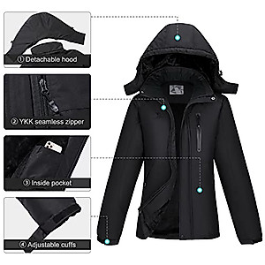 CAMEL Women's Warm Winter Ski Jackets Waterproof Snow Coat with Hood Mountain Windproof Rain Jacket