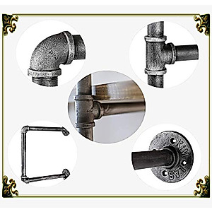 BIXIRAO Industrial Wall Mounted Iron Floating Pipe Shelves/Shelving/Racks/Storage/Bookcases/Brackets, DIY Open Bookshelves/Shelving for Kitchen/Office, Retro Black (5-Tier Shelf Brackets-B)