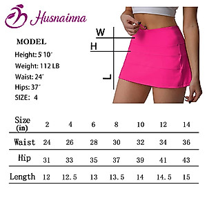 Husnainna High Waisted Pleated Tennis Skirt with Pockets Athletic Golf Skorts for Women Casual Workout Built-in Shorts 018BZQ-Hot Pink/b4