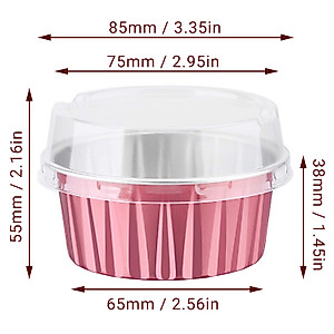 EUSOAR Foil Cupcake Liners, 50pcs 5oz 125ml Ramekins, Aluminum Foil Muffin Liners Cups with Lids, Cupcake Holder, Disposable Aluminum Foil Cupcake Baking Cups Holders Cases Boxes Pans with Lids
