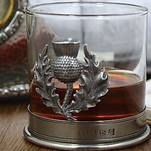 English Pewter Company 11oz Double Tumbler Scottish Thistle Set Old Fashioned Whiskey Glass [SG706]
