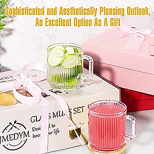 BJMEDYM Glass Mug Clear Glass Mug With Lid, Glass Coffee Mugs Set of 6, Tea Cup With Handle, Clear Coffee Mug, Ripple Glass Mug With Lid, Ribbed Mug, 11.5 Oz Tea Mug With Lid