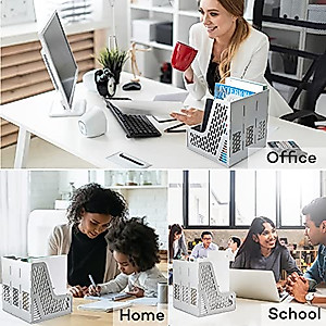 deli Magazine File Holder, Desk Organizer File Folder for Office Organization and Storage, Sturdy Plastic Binder Organizer, 3 Vertical Compartments, Gray