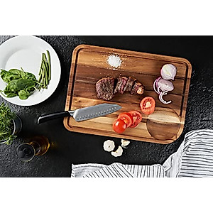 Cole & Mason Berden Large Chopping & Carving Board - Wood Cutting Board - Chopping Board with Juice Channel for Meats, Vegetables and Fruits - Reversible Serving Platter - Acacia, 18.5" x 13.5"