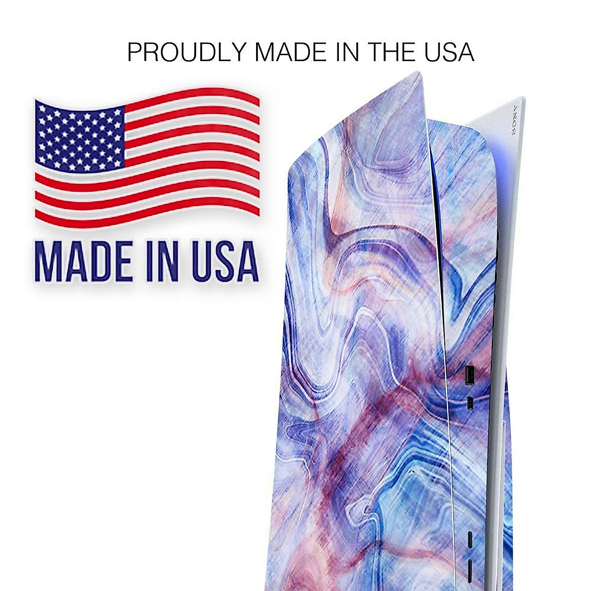 ITS A Skin Skins Compatible with Sony Playstation 5 Console Disc Edition - Protective Decal Overlay Stickers wrap Cover - Purple Marble Pink Blue Swirl