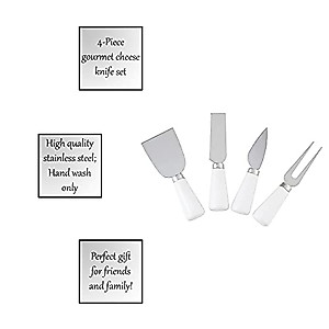 Santa Barbara Design Studio Gift Set Kitchen Essentials Face to Face Designs Black and White Cardboard Book Gift Box, 4-Pieces, Say Cheese Ceramic Cheese Knives