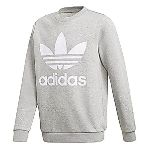 adidas Originals unisex-youth Trefoil Crew Sweatshirt Medium Grey Heather Large