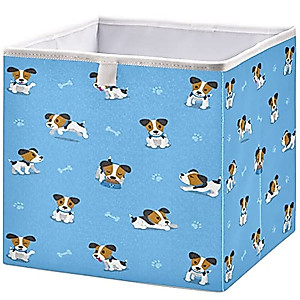 visesunny Closet Baskets Cartoon Dog and Bone Storage Bins Fabric Baskets for Organizing Shelves Foldable Storage Cube Bins for Clothes, Toys, Baby Toiletry, Office Supply