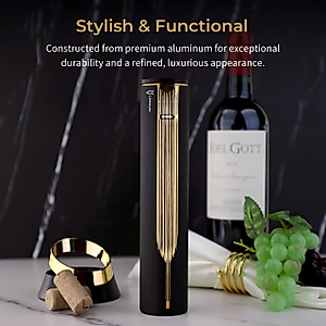 OPENERO Electric Wine Opener — Luxurious Automatic Wine Corkscrew Electric with Charging Base and Steel Foil Cutter, Wine Gifts For Women Men (Gold)