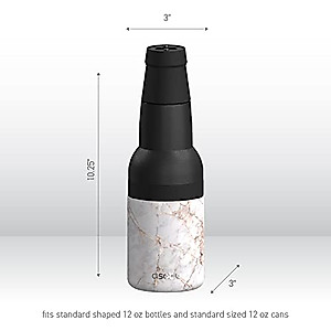 Asobu Frosty Beer Holder 2 Go Vacuum Insulated Double Walled Stainless Steel Beer Can and Bottle Cooler with Beer Opener Eco Friendly and Bpa Free (Marble)