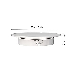 Motorized Rotating Display Stand,180° Electric Rotating Turntable, 3 Speed Adjustable Automatic Revolving Platform,20CM /Load 8KG,Rotating Display Stand for Photography Products Shows,(White)