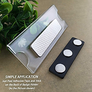 Onwon 10 Pieces Name Badge Magnets Magnetic Name Tag Holders ID Fastener Clip with Three Premium Strength Neodymium Magnets and Adhesive Backing - No Holes in Your Fine Jackets or Shirts, Black