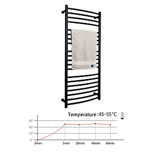 Bathroom Electric Towel Warmer, Intelligent 20-Bar Wall Mounted Heated Towel Rack, Modern 304 Stainless Steel Heated Towel Rail with On/Off Switch, 173W,Black,Hardwired