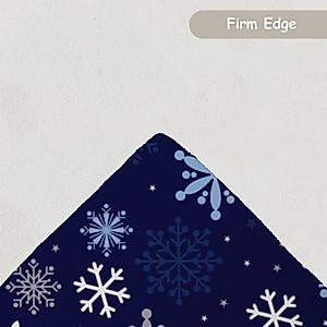 BVOGOS Christmas Bath Hand Towels Set of 2 Blue White Snowflakes Star, Soft Absorbent Decorative Bathroom Kitchen Towels Washcloth 30 x 15 Inch