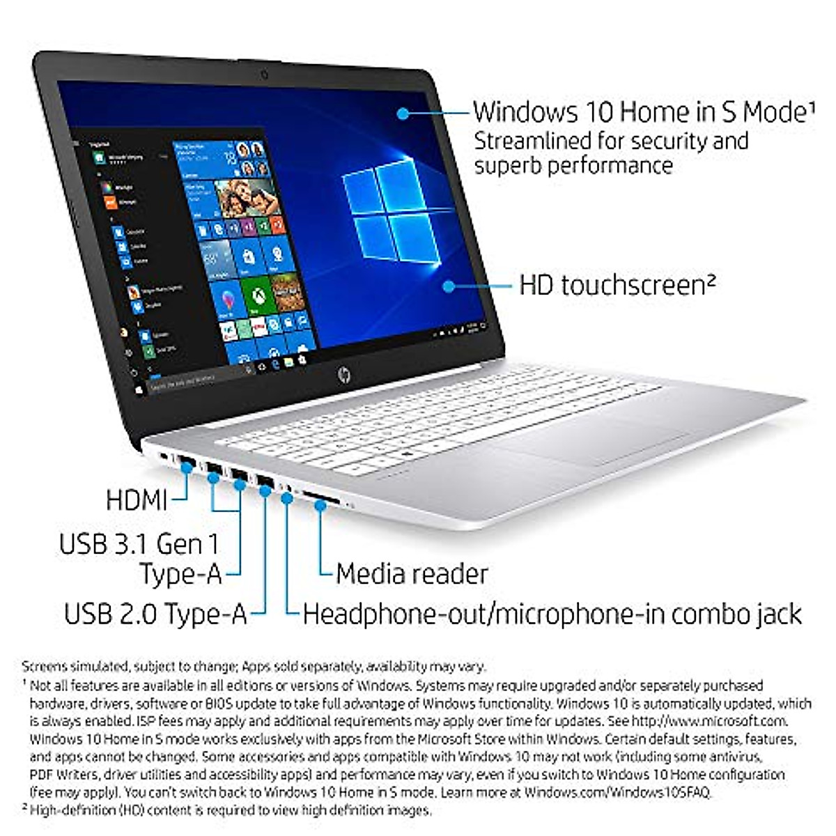 HP Stream 14-Inch Touchscreen Laptop, AMD Dual-Core A4-9120E Processor, 4 GB SDRAM, 64 GB eMMC, Windows 10 Home in S Mode (Renewed)