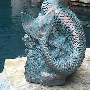 HomeStyles Large Classic Beach Mermaid on Rock 99391 Bronze Patina, 32" H