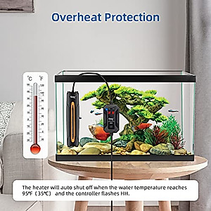 hygger 100W Aquarium Heater, Ultra Short Quartz Fish Tank Heater with LED Digital Display Thermostat Controller for 5-26 Gallon Freshwater Saltwater Tank