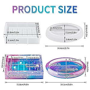 NiArt 2-Pack Faceted Oval & Rectangle Soap Dish Epoxy Resin Silicone Mold+Star Sequins Kit, Ring Dish Jewelry Tray Ashtray Candle Holder Storage Box DIY Casting Art Craft Agate Home Decoration Gift