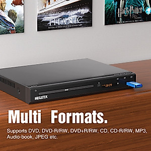 MEGATEK Region-Free DVD Player for TV with HDMI, CD Player for Home, Plays All Regions and Formats, USB Port, Durable Metal Casing, Remote, HDMI and RCA Cables Included