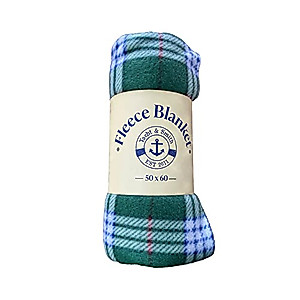 12 Pack of Bulk Soft Fleece Blankets 50 X 60, Light Weight, Cozy Warm Throw Blanket Sofa Travel Outdoor, Wholesale (50 X 60, 12 Green Plaid)